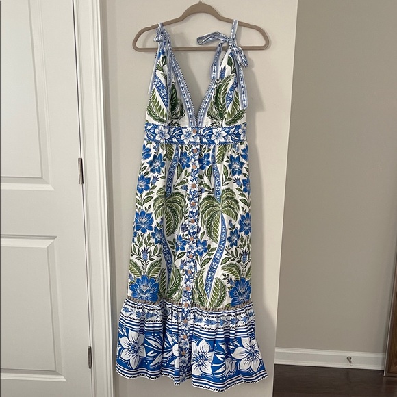 FARM Rio | Dresses | Farm Rio Blue And Green Maxi Dress | Poshmark